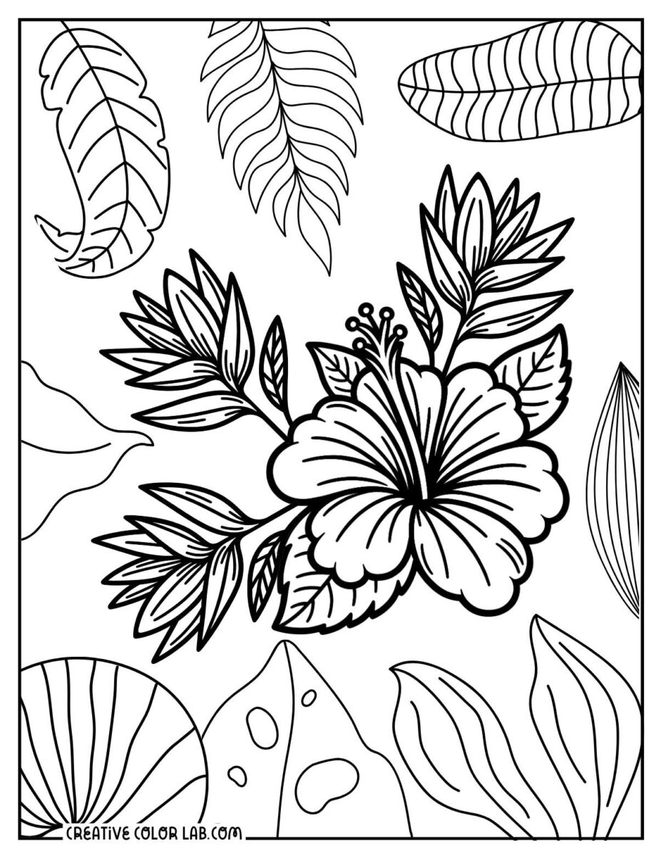10 Hawaiian Tropical Flower Coloring Pages | Free PDF Printables