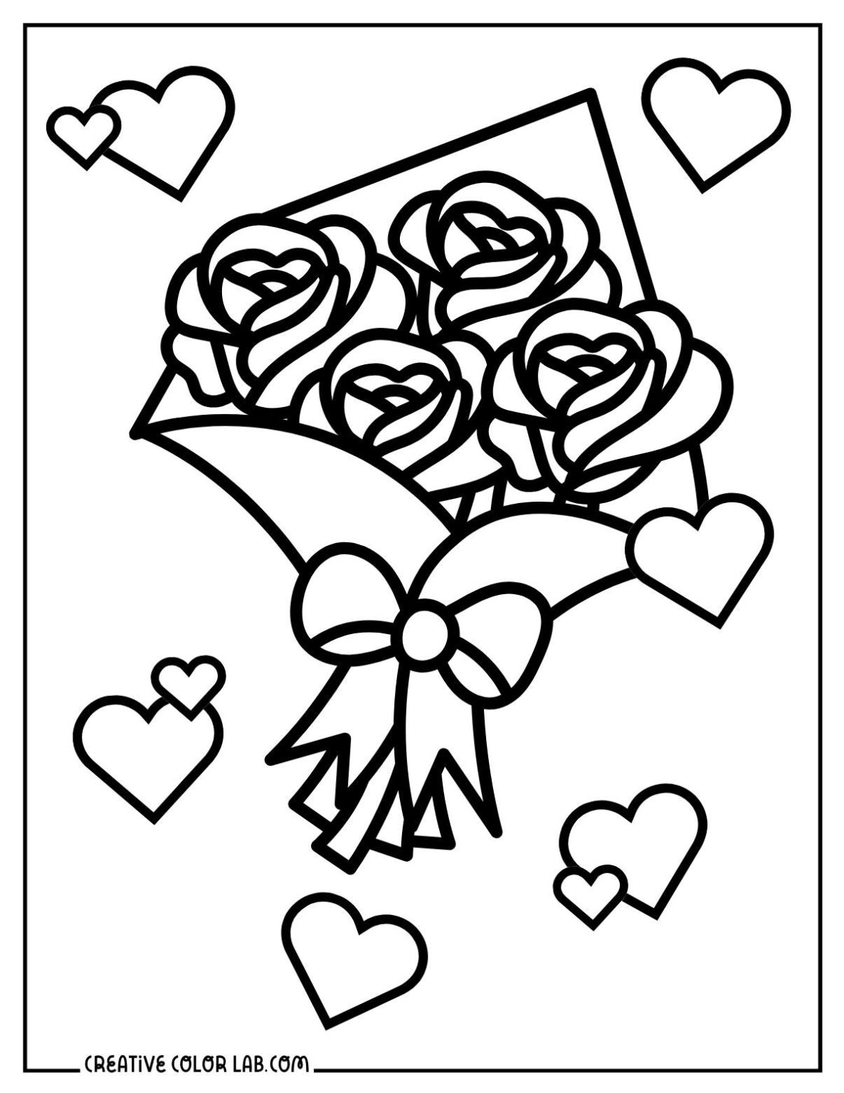 Free Rose and Heart Coloring Pages | PDF Printables