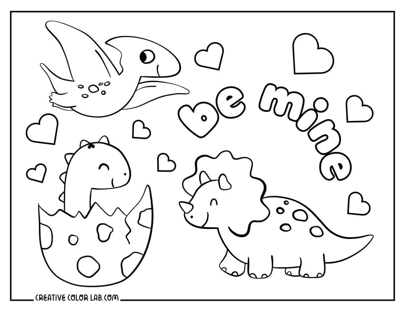15 Printable Dinosaur Valentine Coloring Pages | Free PDFs