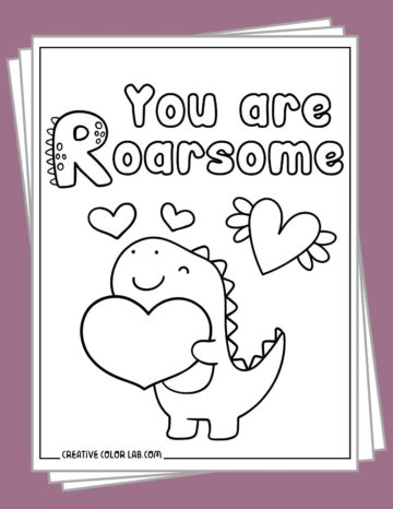 15 Printable Dinosaur Valentine Coloring Pages | Free PDFs