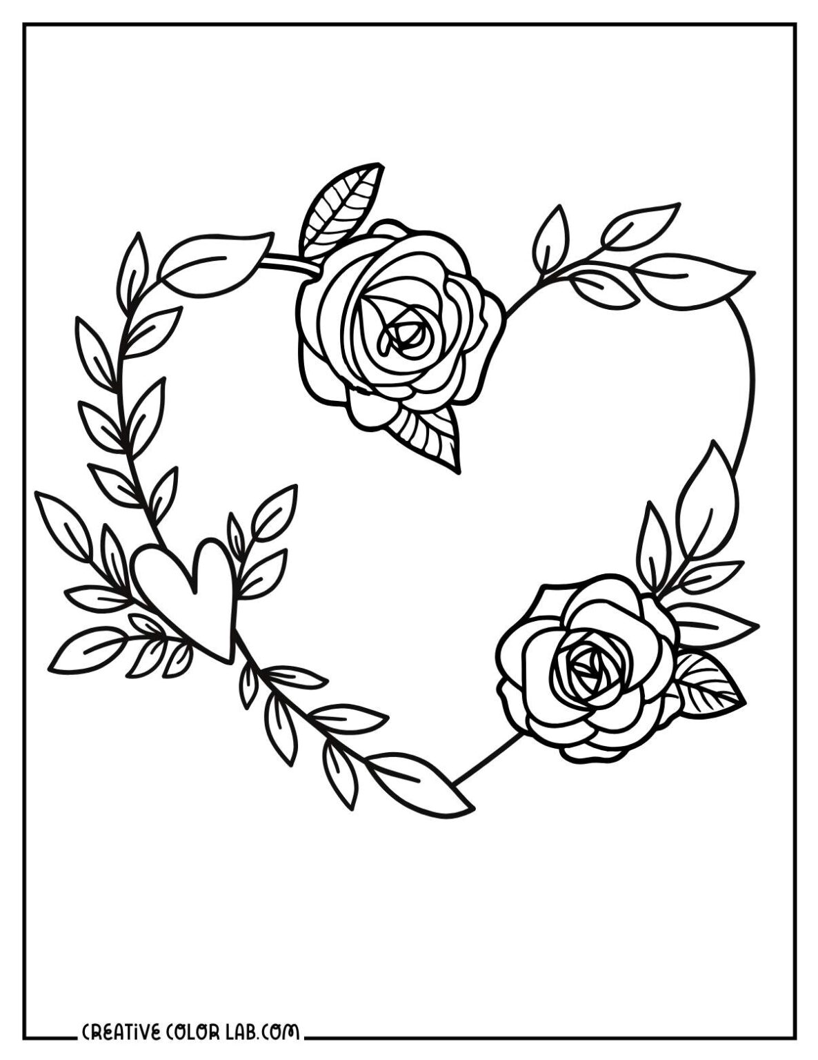 Free Rose and Heart Coloring Pages | PDF Printables