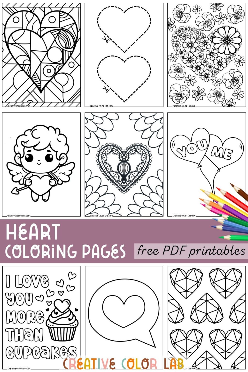 Free Heart Coloring Pages | Printable PDFs
