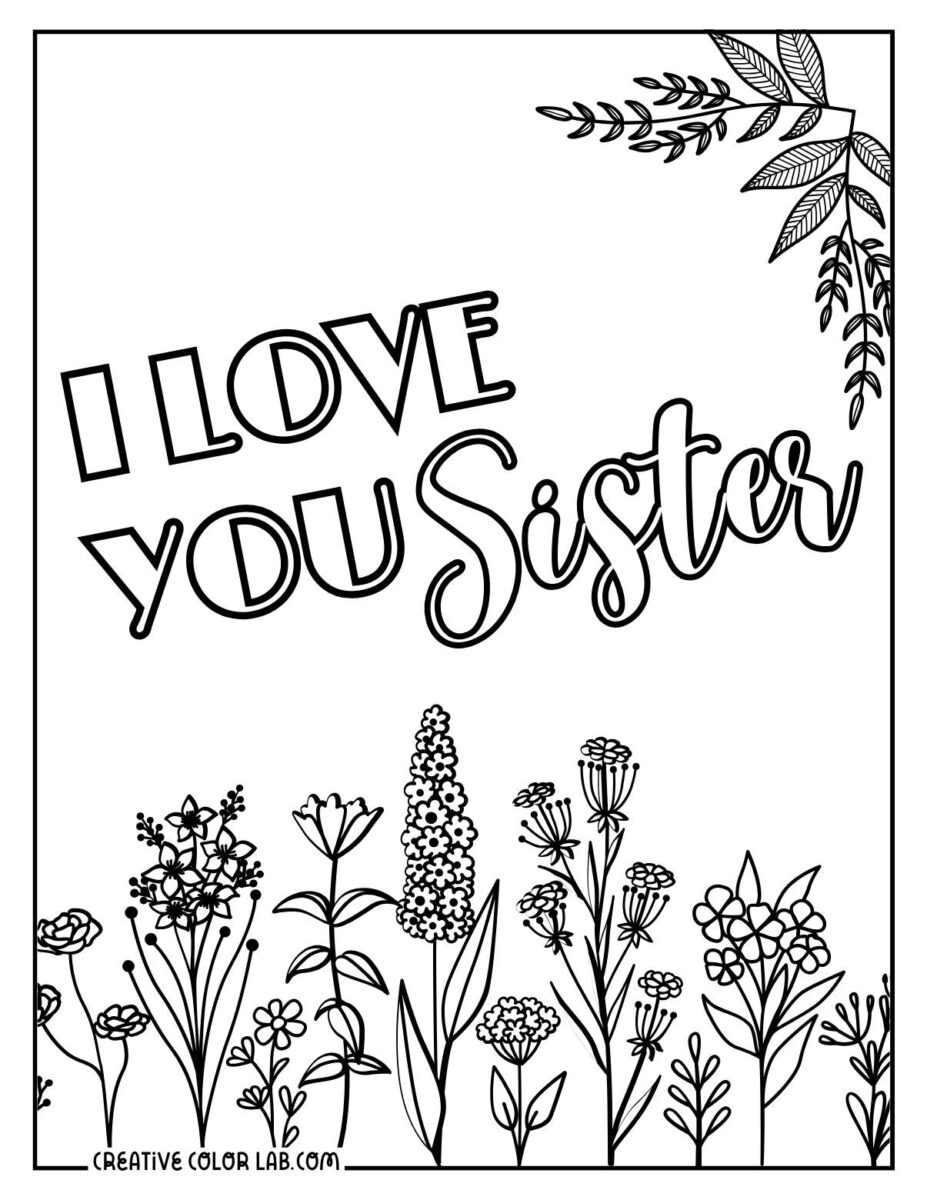 I Love You Sister Coloring Pages
