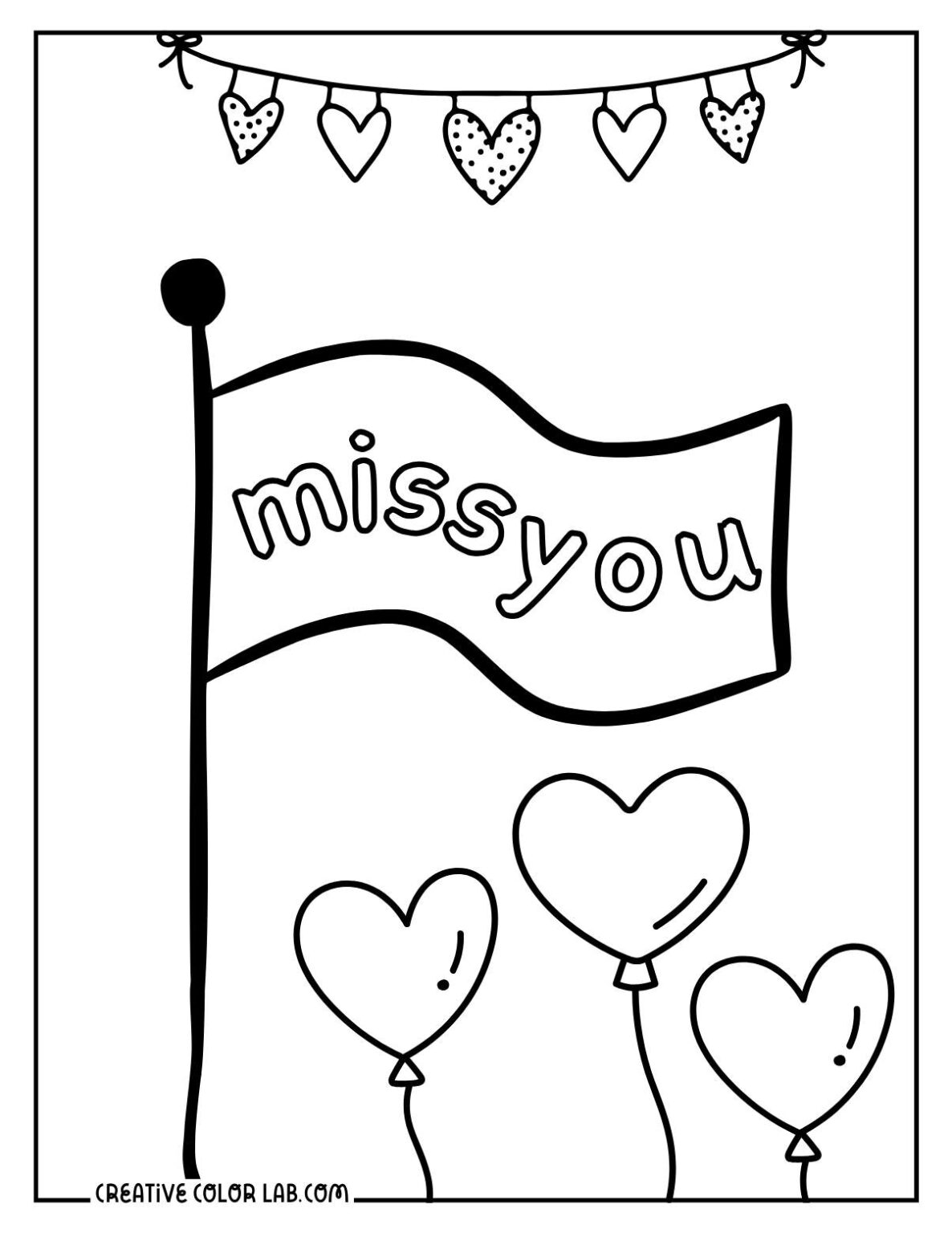 Printable Miss You Coloring Pages | Free PDF Downloads