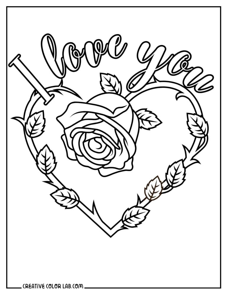 Free Rose and Heart Coloring Pages | PDF Printables