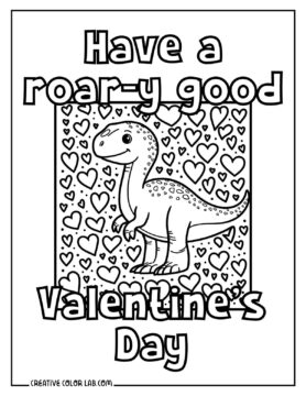 15 Printable Dinosaur Valentine Coloring Pages | Free PDFs