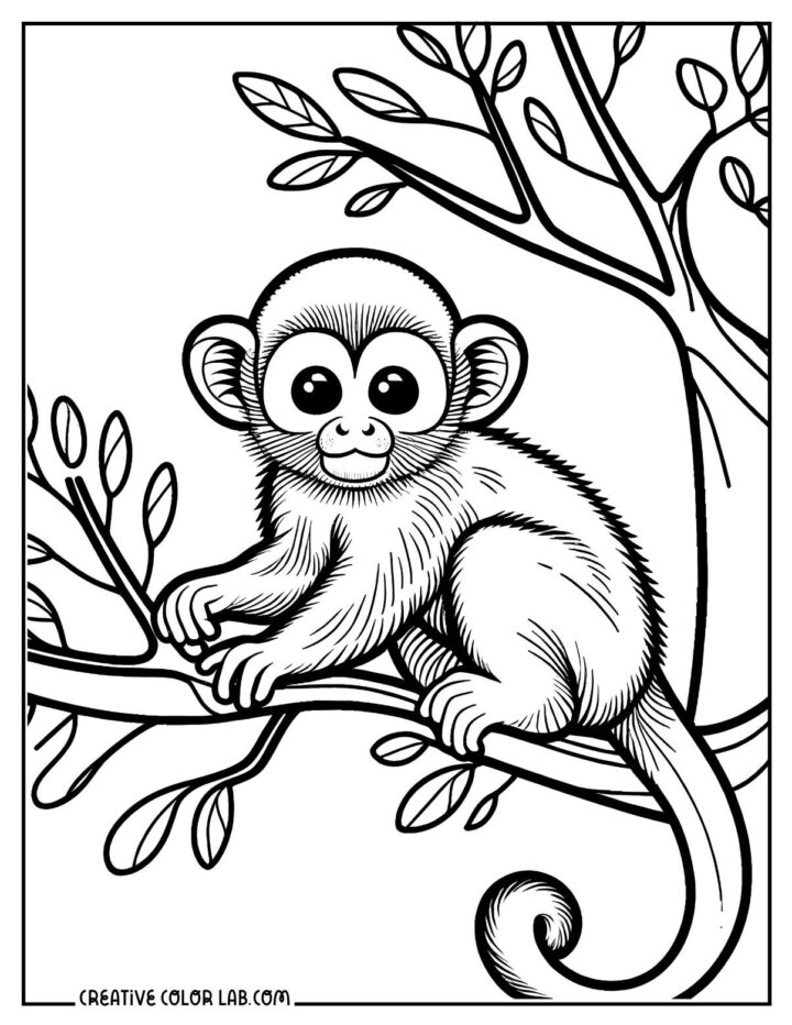 Printable Monkey Coloring Pages in PDF Format
