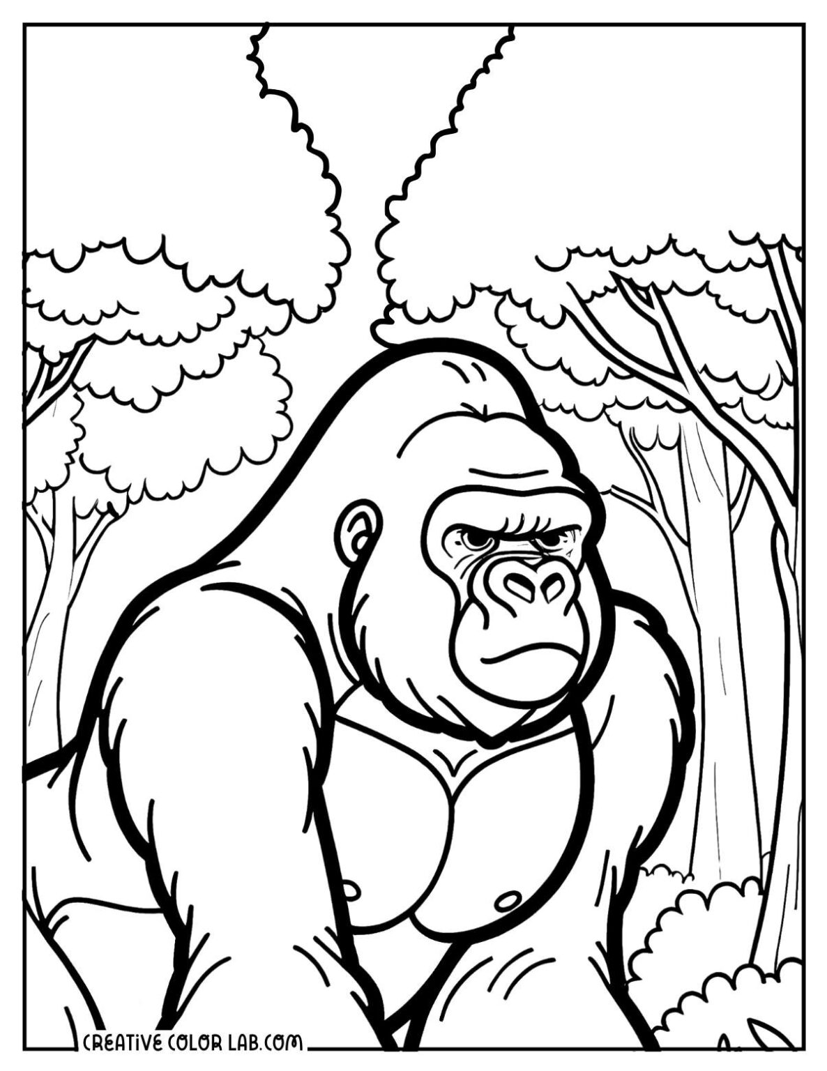 Free, Printable Gorilla Coloring Pages