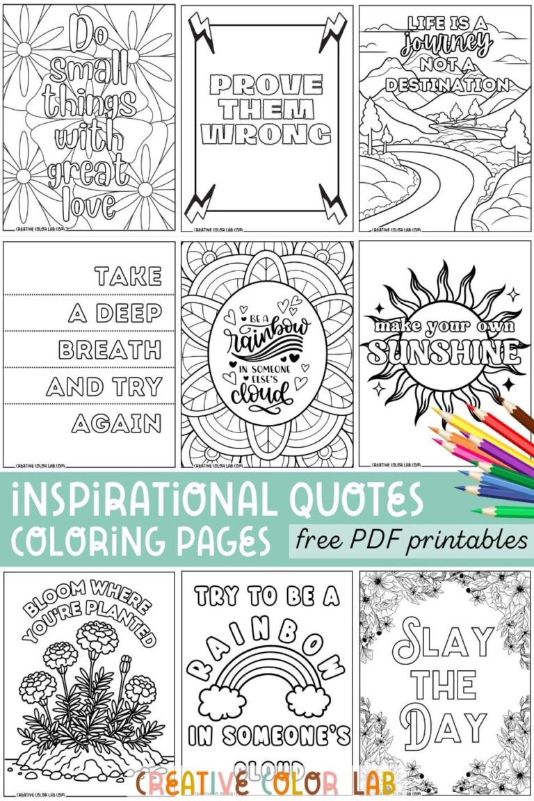 37 Inspirational Quotes Coloring Pages | Positive PDF Printables