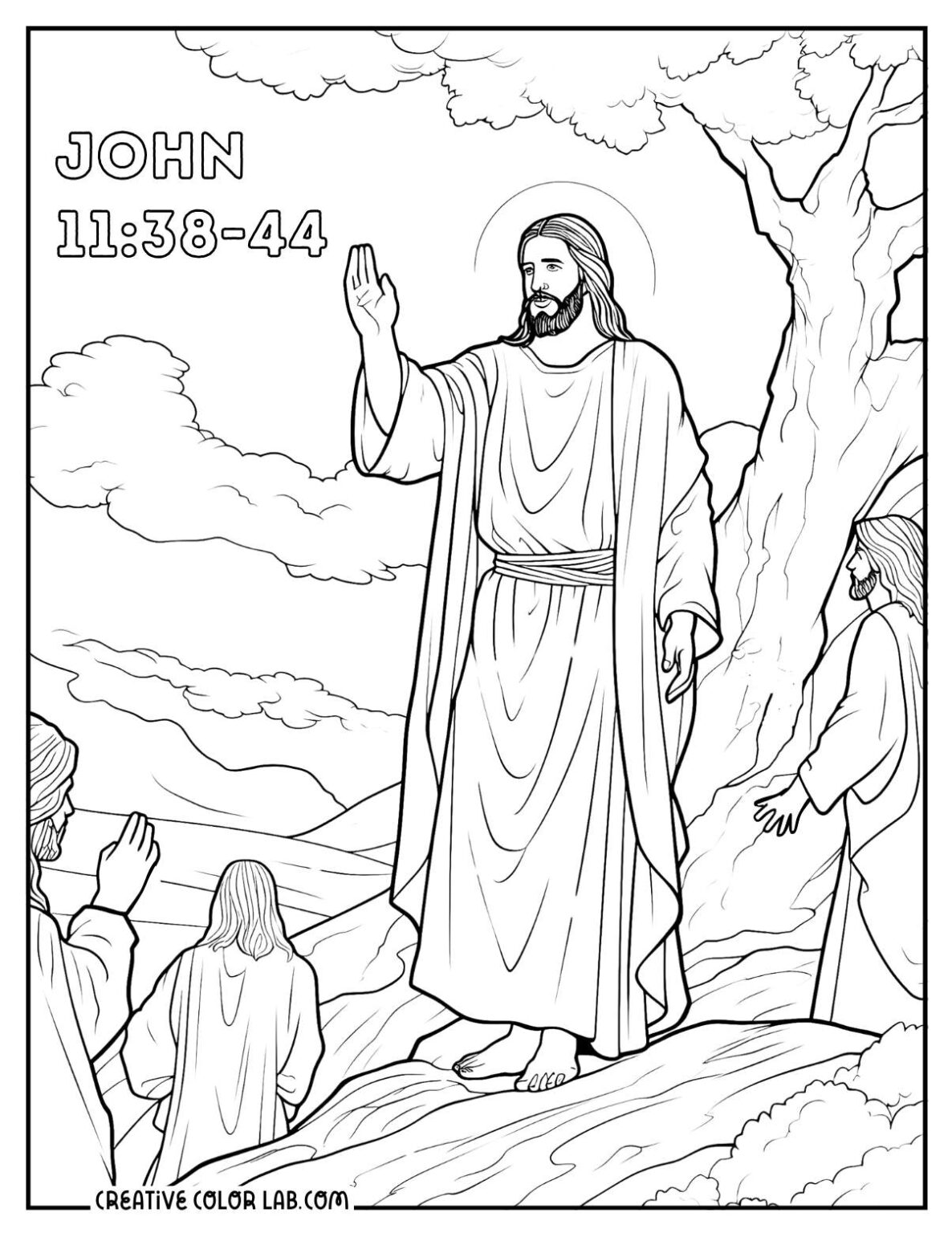 Printable Jesus Raising Lazarus Coloring Pages