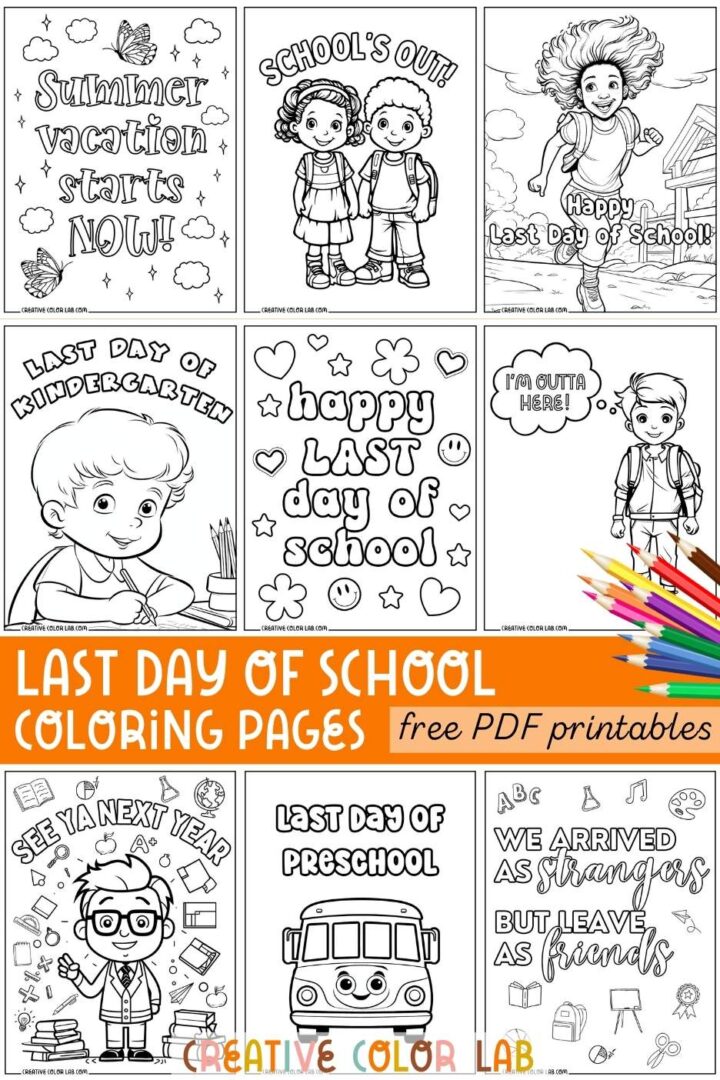 11 Last Day of School Coloring Pages Printable PDFs