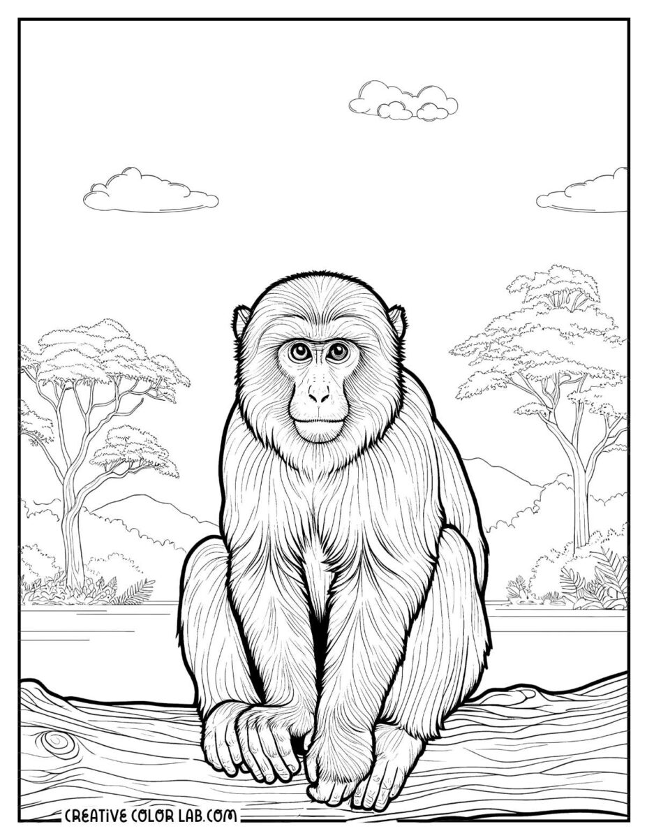 Printable Monkey Coloring Pages in PDF Format