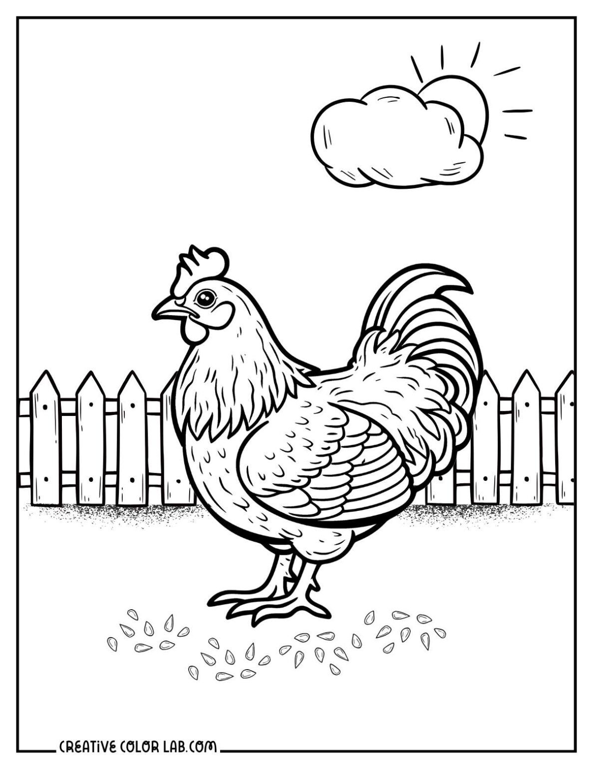Rooster, Hen + Chicken Coloring Pages | PDFs to Download