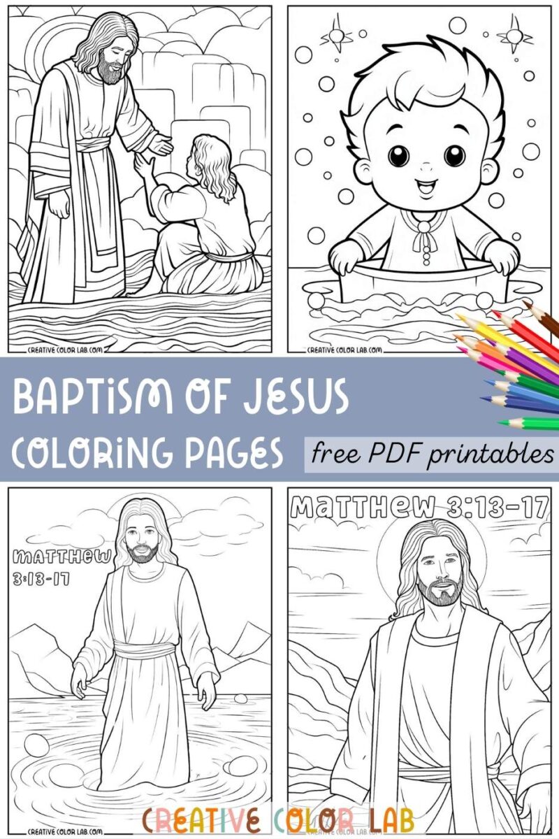 Free Jesus Baptized Coloring Pages | Printable Baptisms PDFs