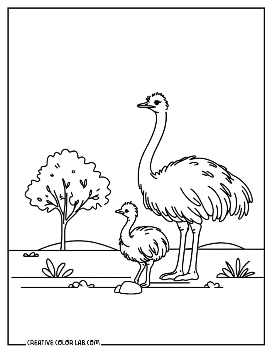 Ostrich Coloring Pages | Free PDFs to Download