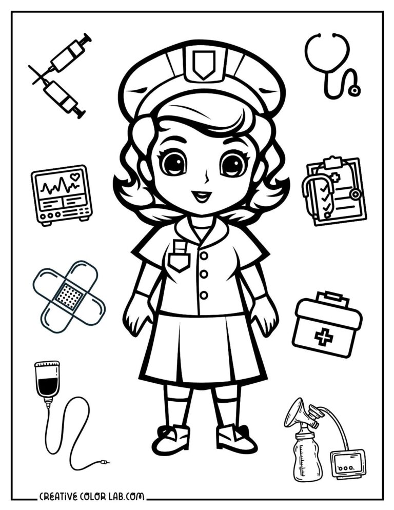 Printable Nurse Coloring Pages