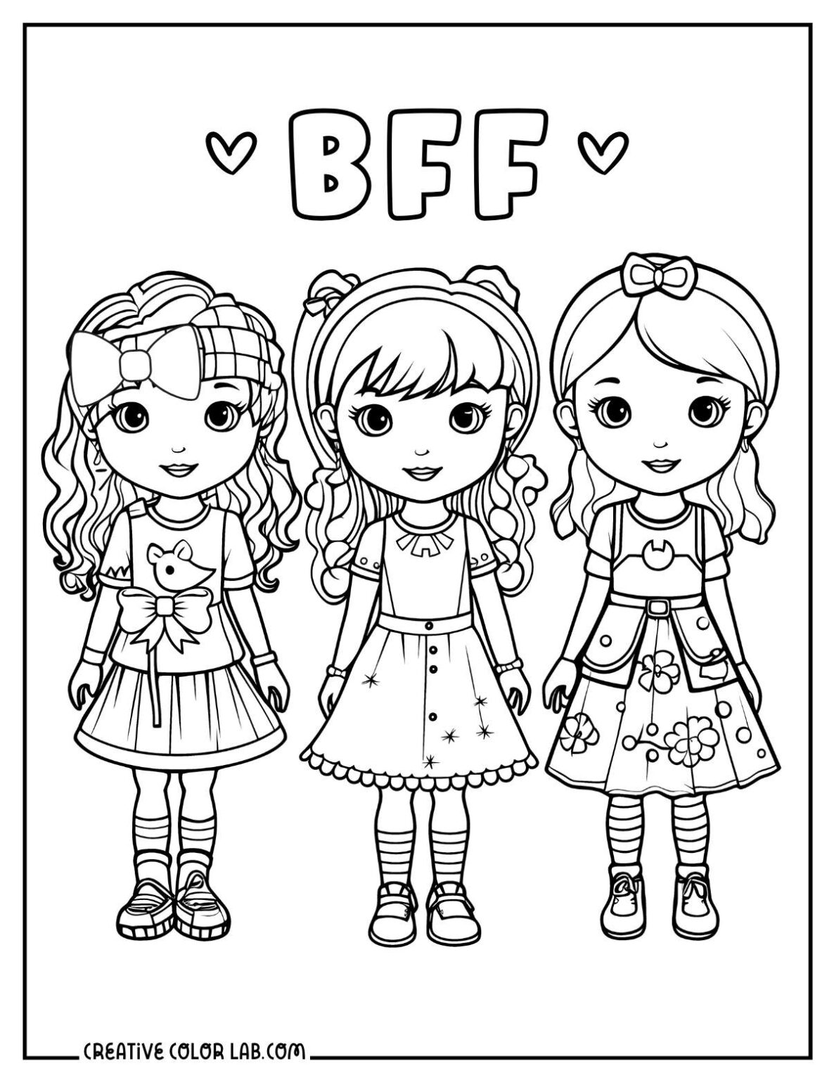 3 BFFs Coloring Pages PDF Printables