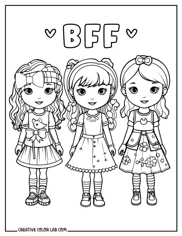 3 BFFs Coloring Pages PDF Printables