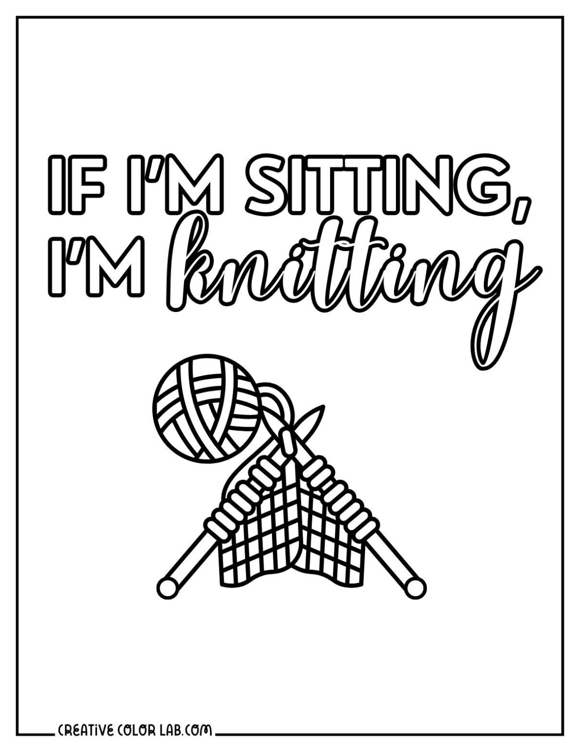 Knitting Coloring Pages PDFs to Print and Download