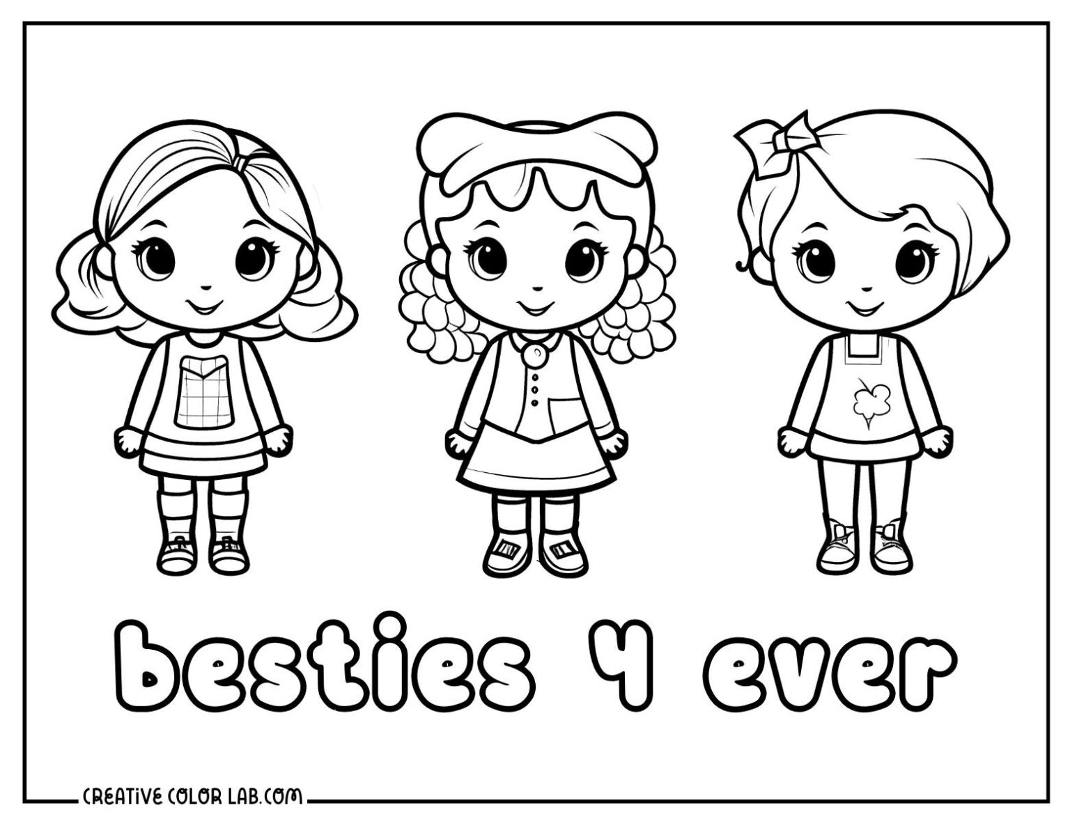 3 BFFs Coloring Pages PDF Printables