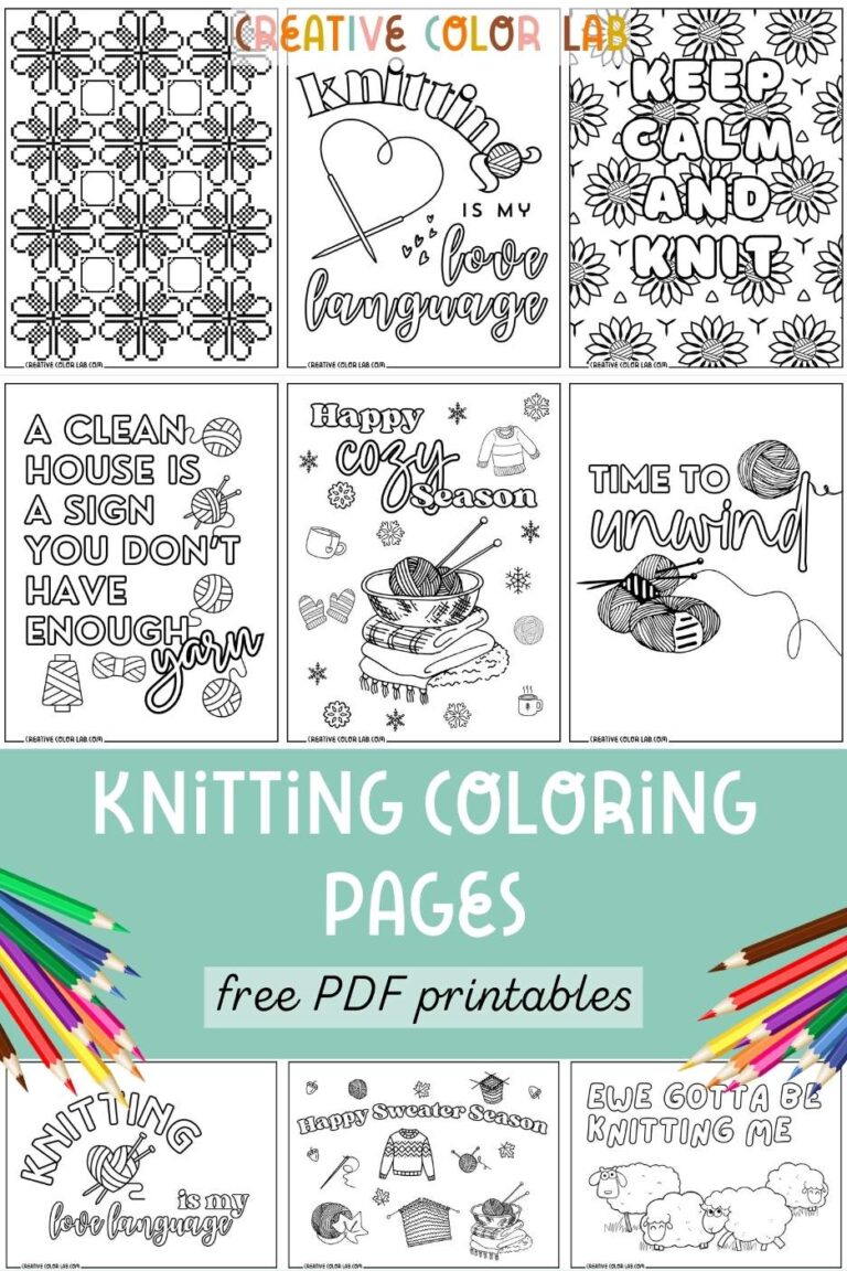 Knitting Coloring Pages PDFs to Print and Download