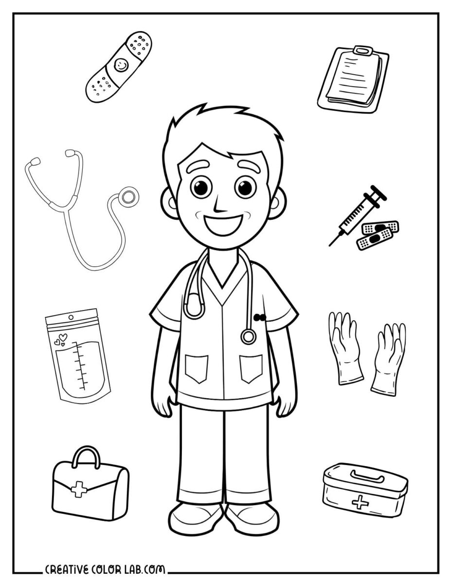 Printable Nurse Coloring Pages