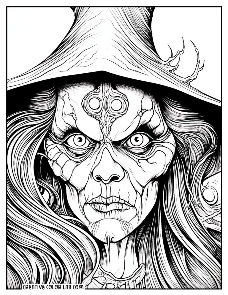 Scary Halloween Witch Coloring Pages