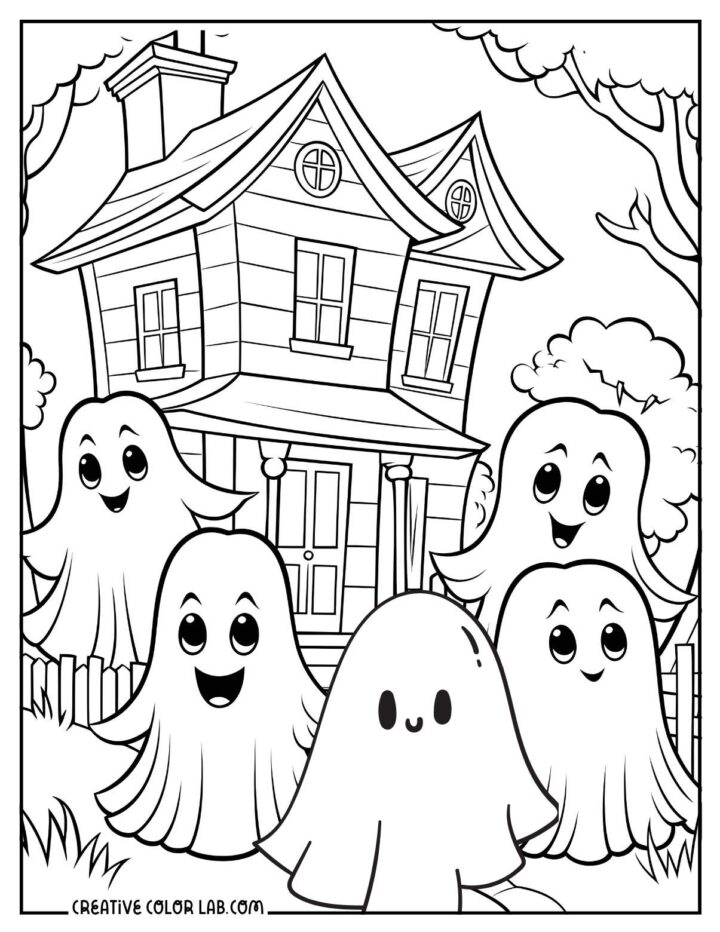 Printable Haunted House Coloring Pages