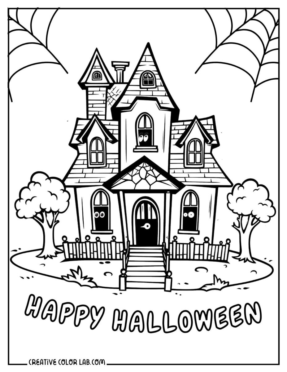 Printable Haunted House Coloring Pages