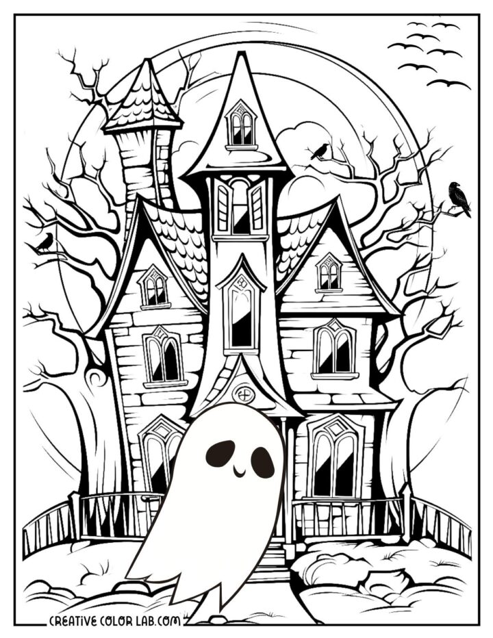 Printable Haunted House Coloring Pages