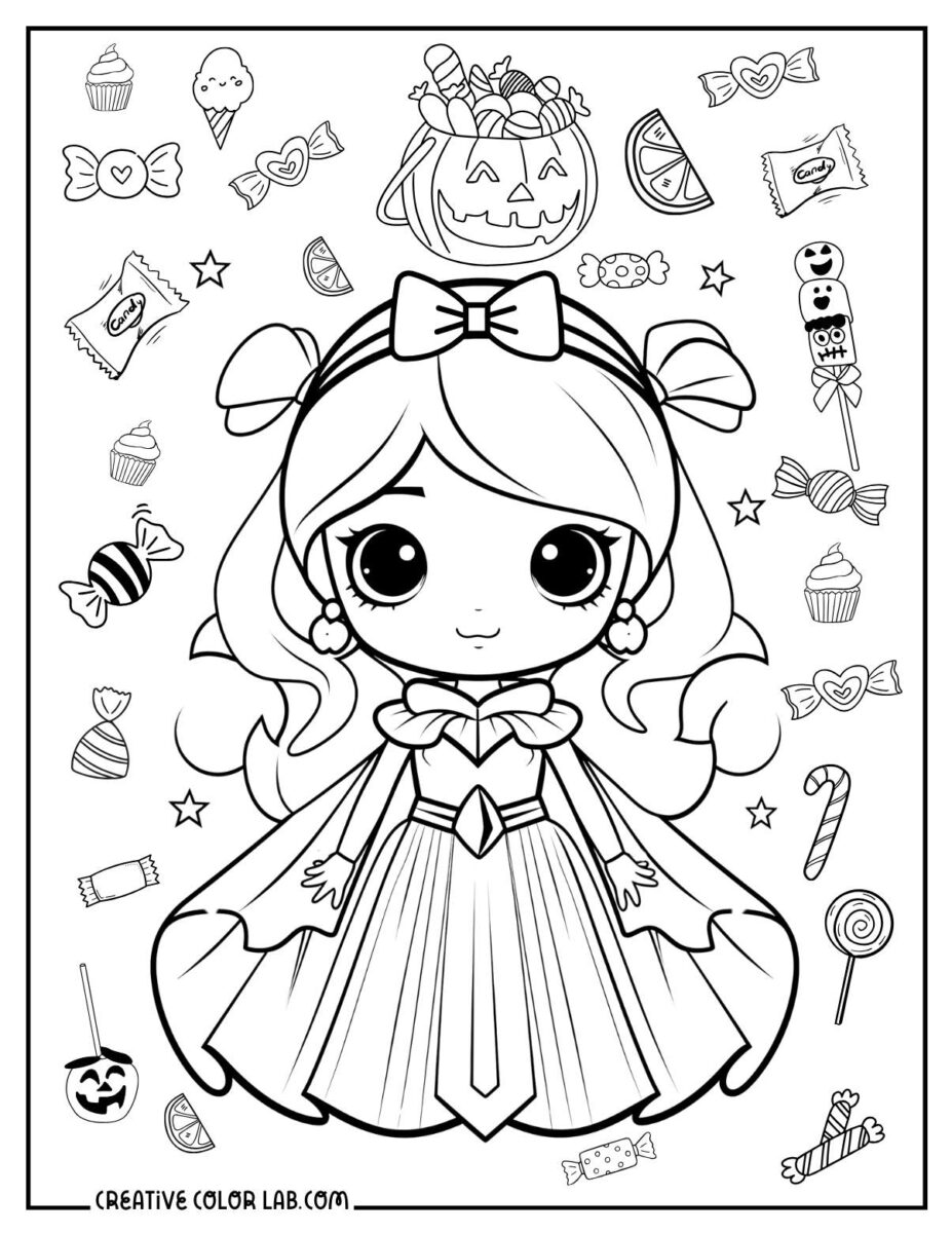 Princess Halloween Coloring Pages PDF
