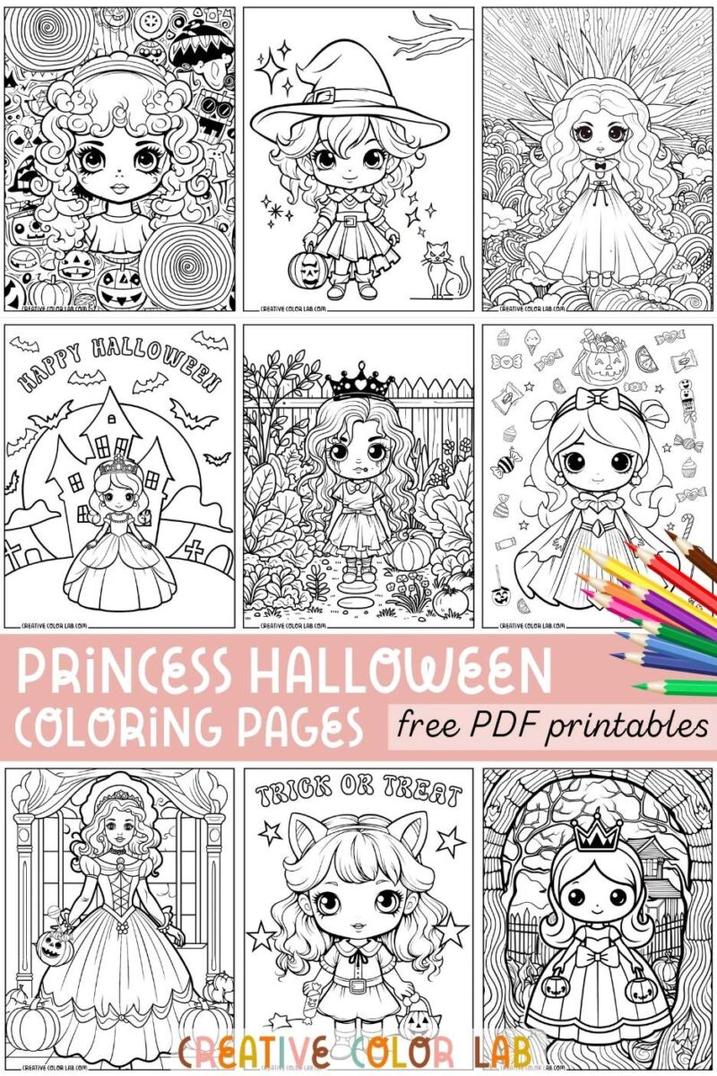 Princess Halloween Coloring Pages PDF