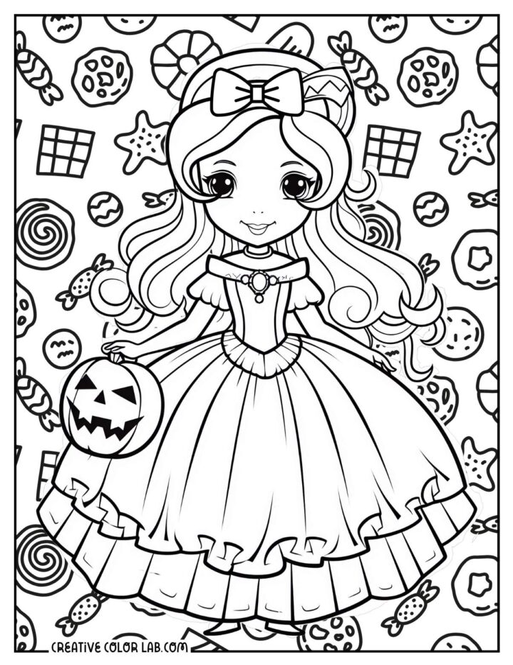 Princess Halloween Coloring Pages PDF