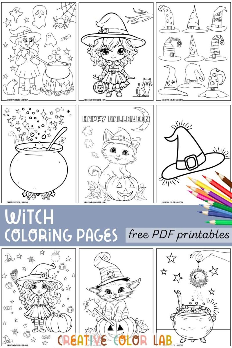 Witch Coloring Pages | Free PDFs