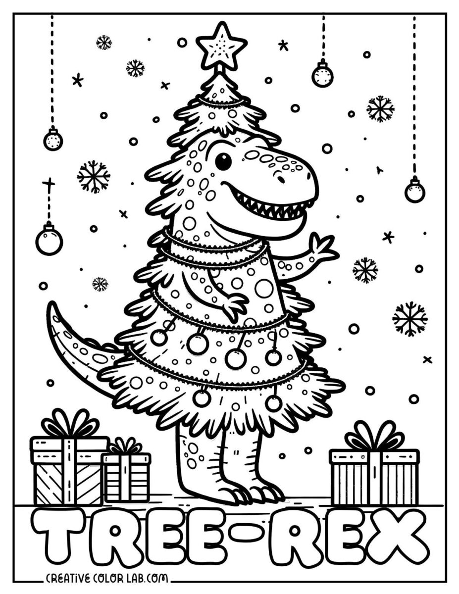 Dinosaur Christmas Coloring Pages | Free PDFs to Color