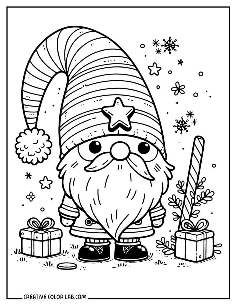 Christmas Gnome Coloring Pages Printables