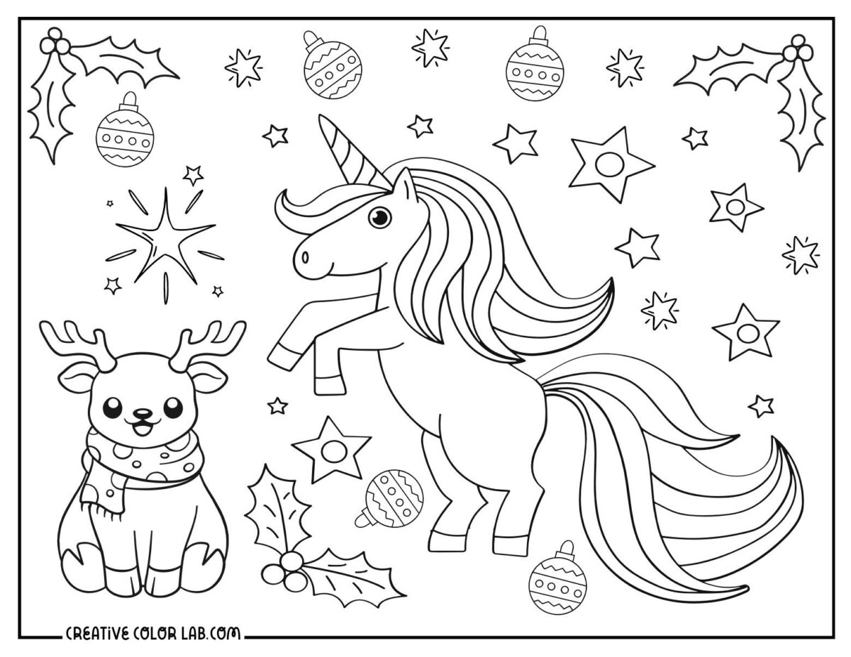 Christmas Unicorn Coloring Pages | Free Magical PDFs