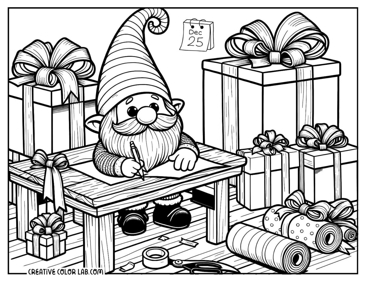 17 Christmas Gnome Coloring Pages | Free PDF Printables