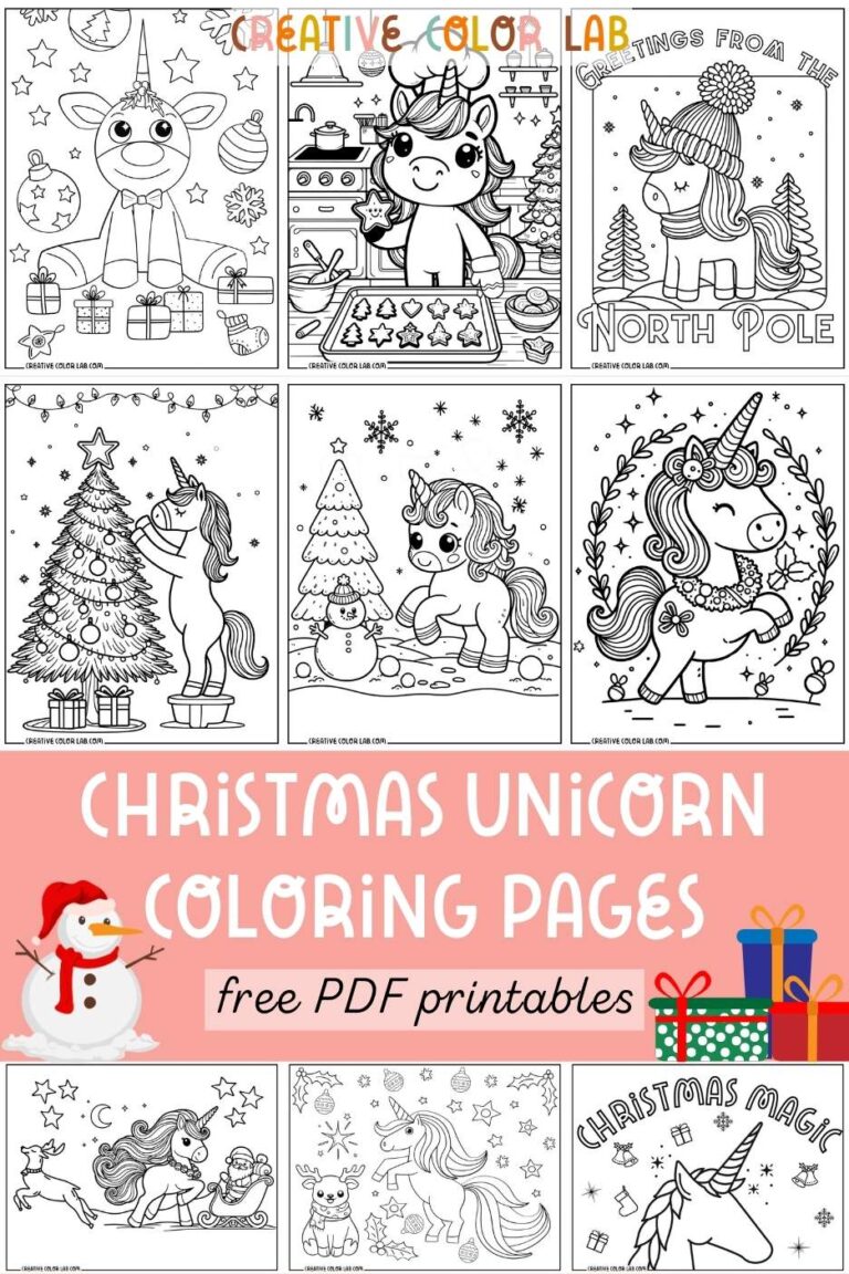 Christmas Unicorn Coloring Pages | Free Magical PDFs