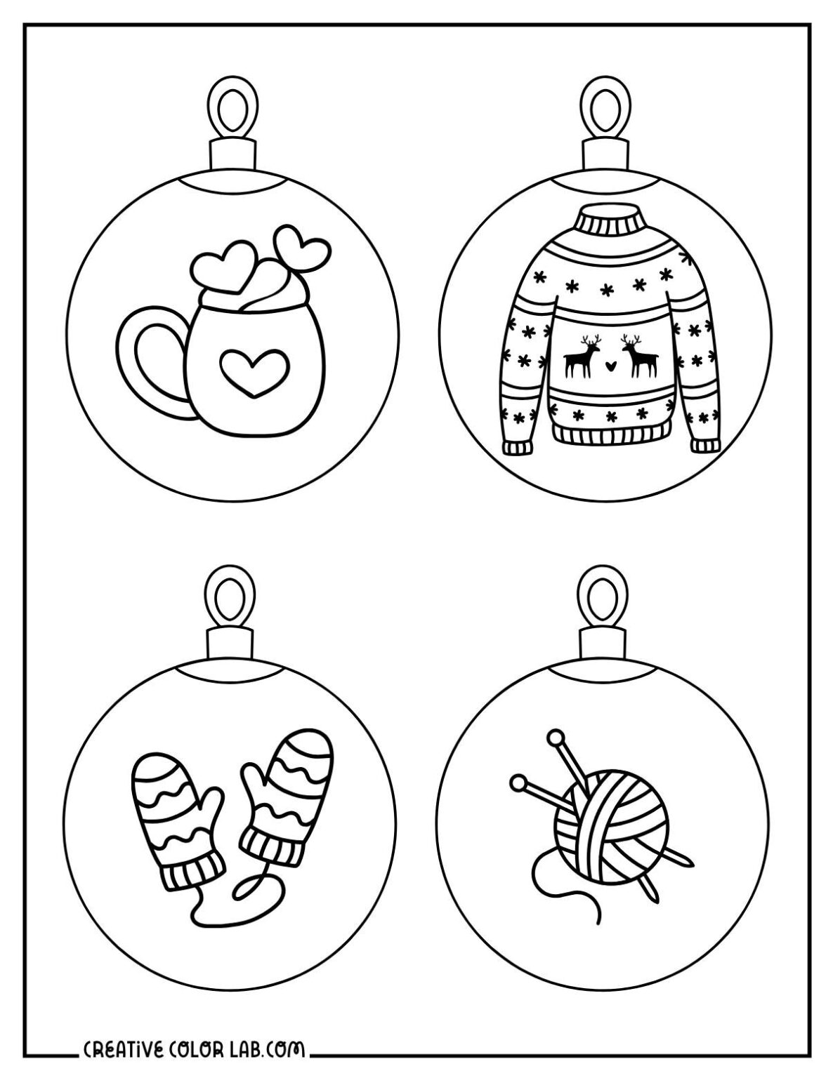 Christmas Ornaments Coloring Pages PDF Printables