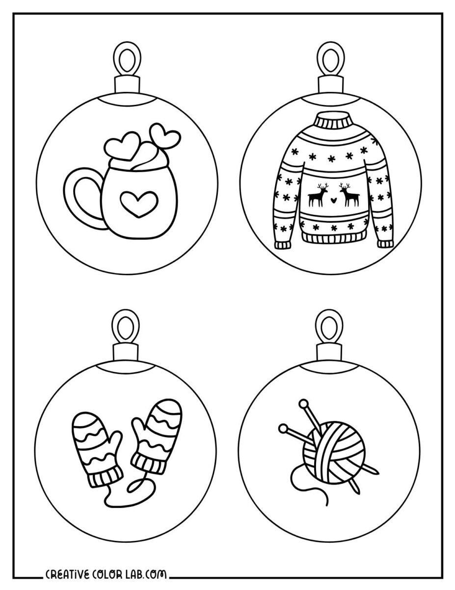 Christmas Ornaments Coloring Pages PDF Printables
