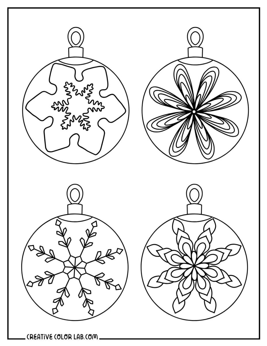 Christmas Ornaments Coloring Pages PDF Printables