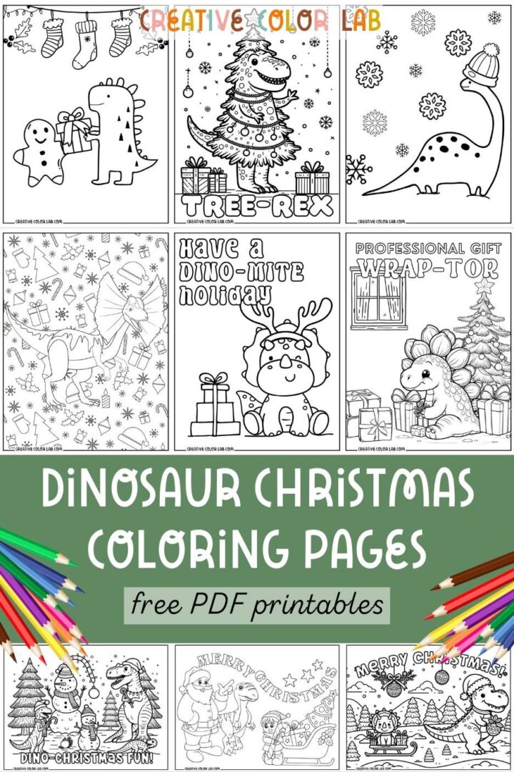 Dinosaur Christmas Coloring Pages | Free PDFs to Color