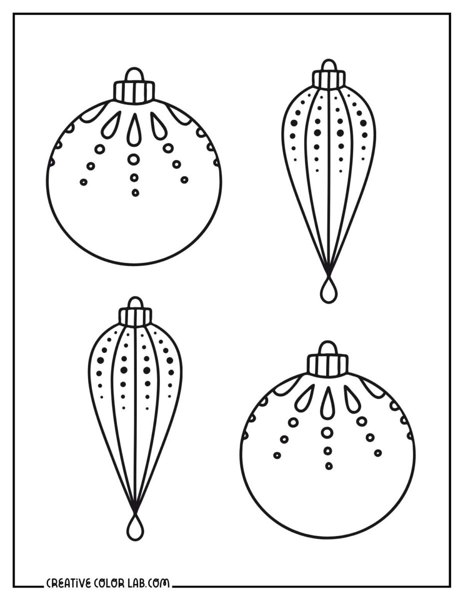 Christmas Ornaments Coloring Pages PDF Printables