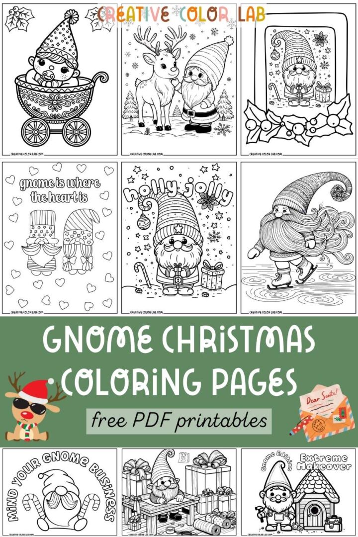 Christmas Gnome Coloring Pages Printables