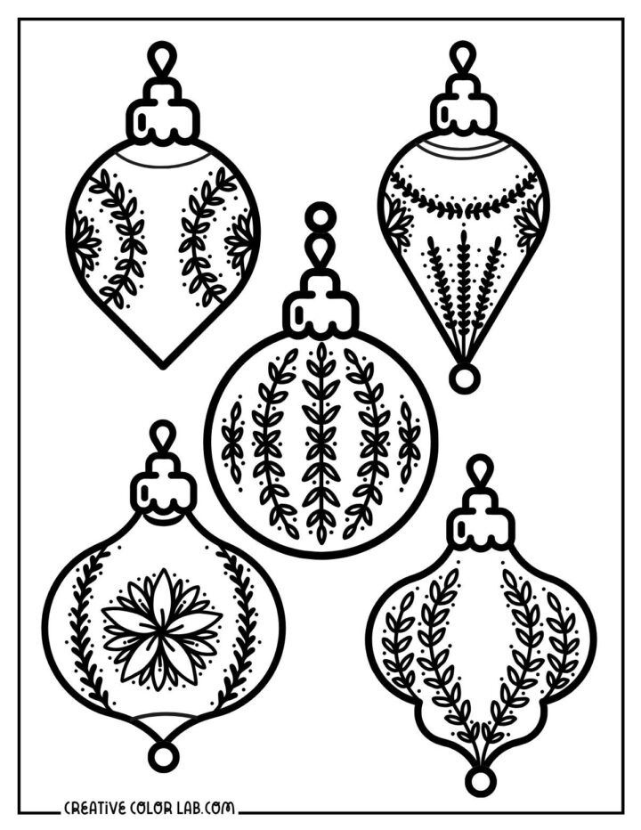 Christmas Ornaments Coloring Pages PDF Printables