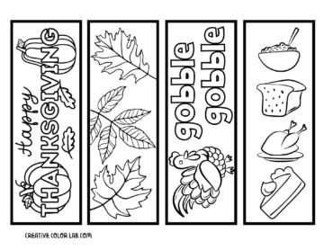 Thanksgiving Bookmarks to Color | Free PDF Printables