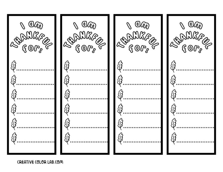 Thanksgiving Bookmarks to Color | Free PDF Printables