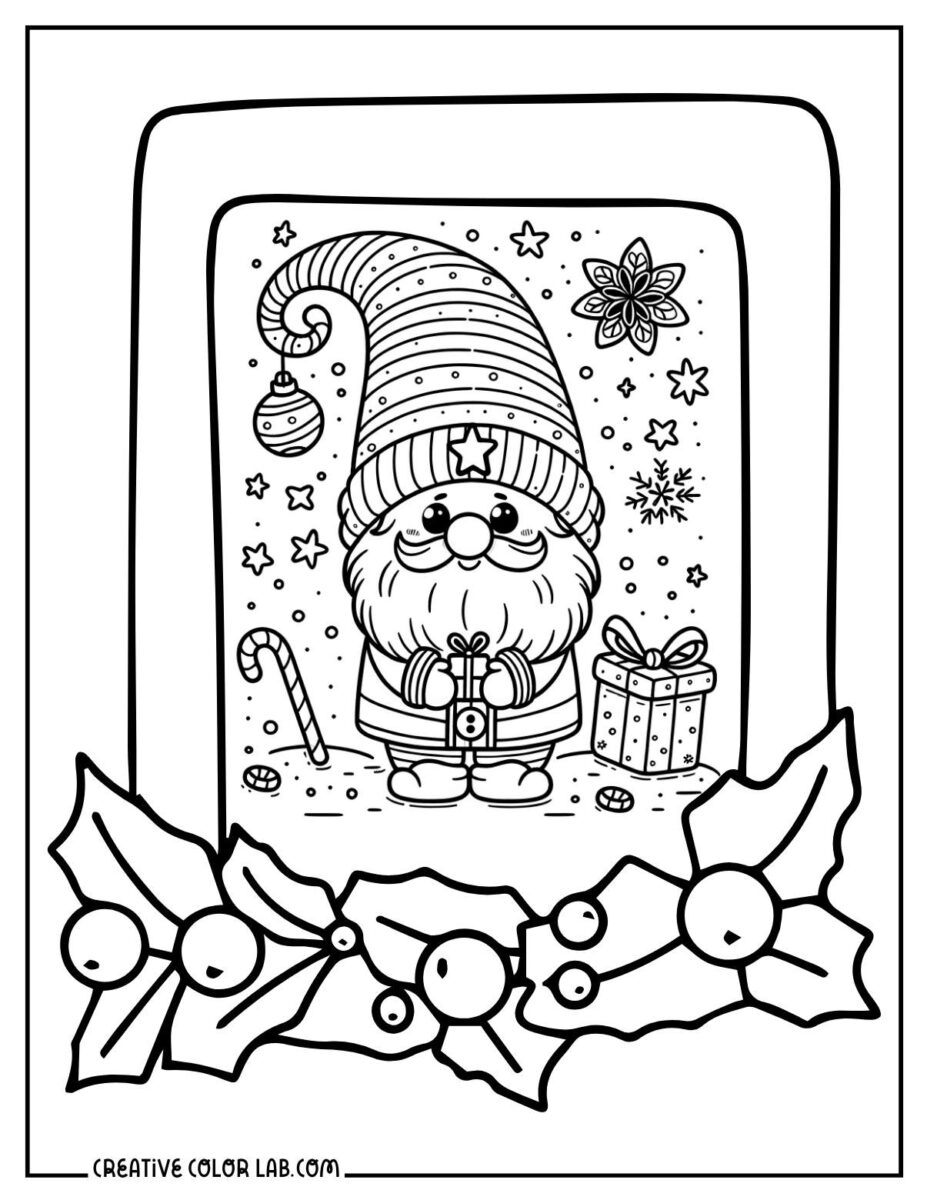 Christmas Gnome Coloring Pages Printables