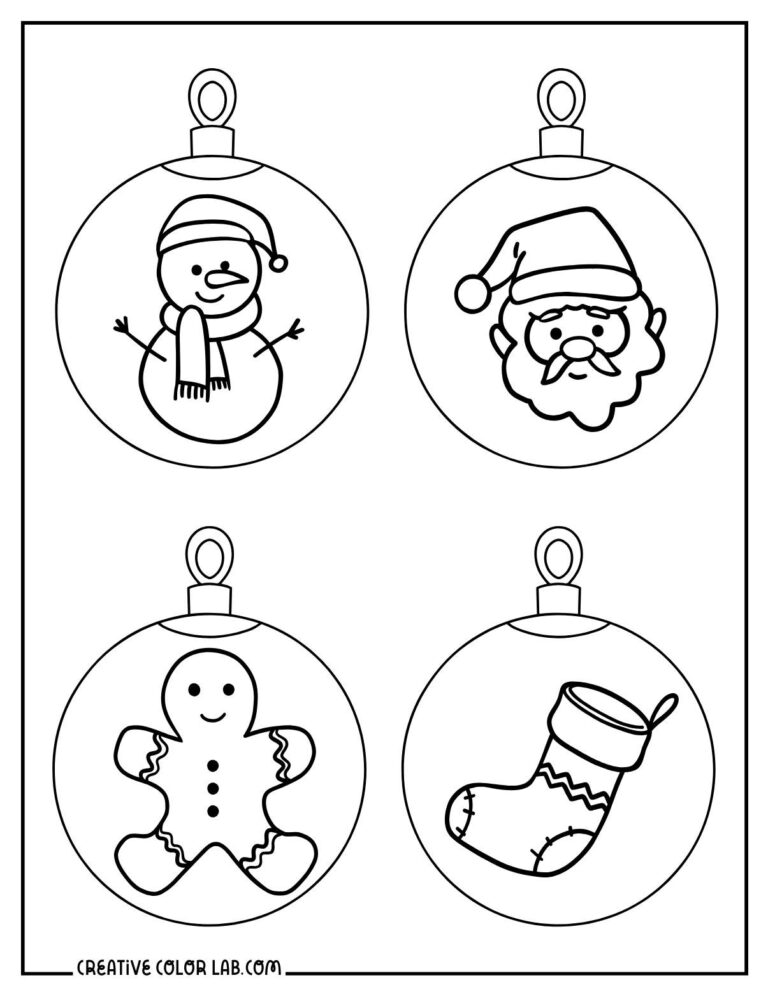 Christmas Ornaments Coloring Pages PDF Printables